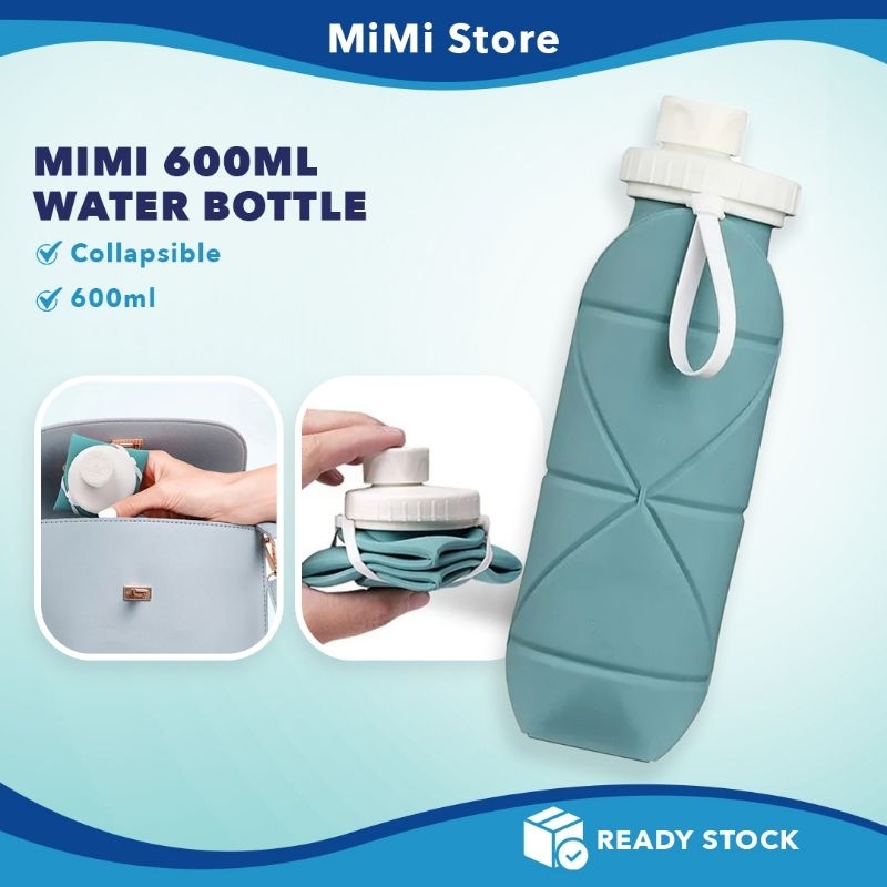 MiMi Foldable Collapsible Water Bottle Silicone Portable Reusable BPA Free Travel Gym Camping ...