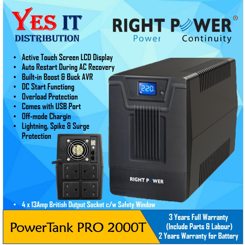 Right Power UPS PowerTank PRO Series 2000VA (PowerTank P2000T) | Shopee ...
