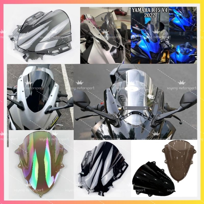 VISOR R15 V3 2017-2018 WINDSHIELD R15M/R15 V4 ANTI PECAH DOUBLE BUBBLE ...