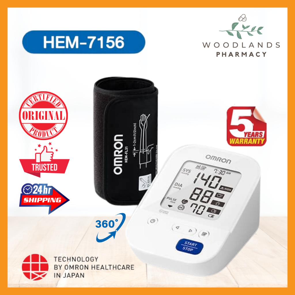 OMRON AUTOMATIC BLOOD PRESSURE MONITOR HEM-7156 [ with 360° Accuracy ...