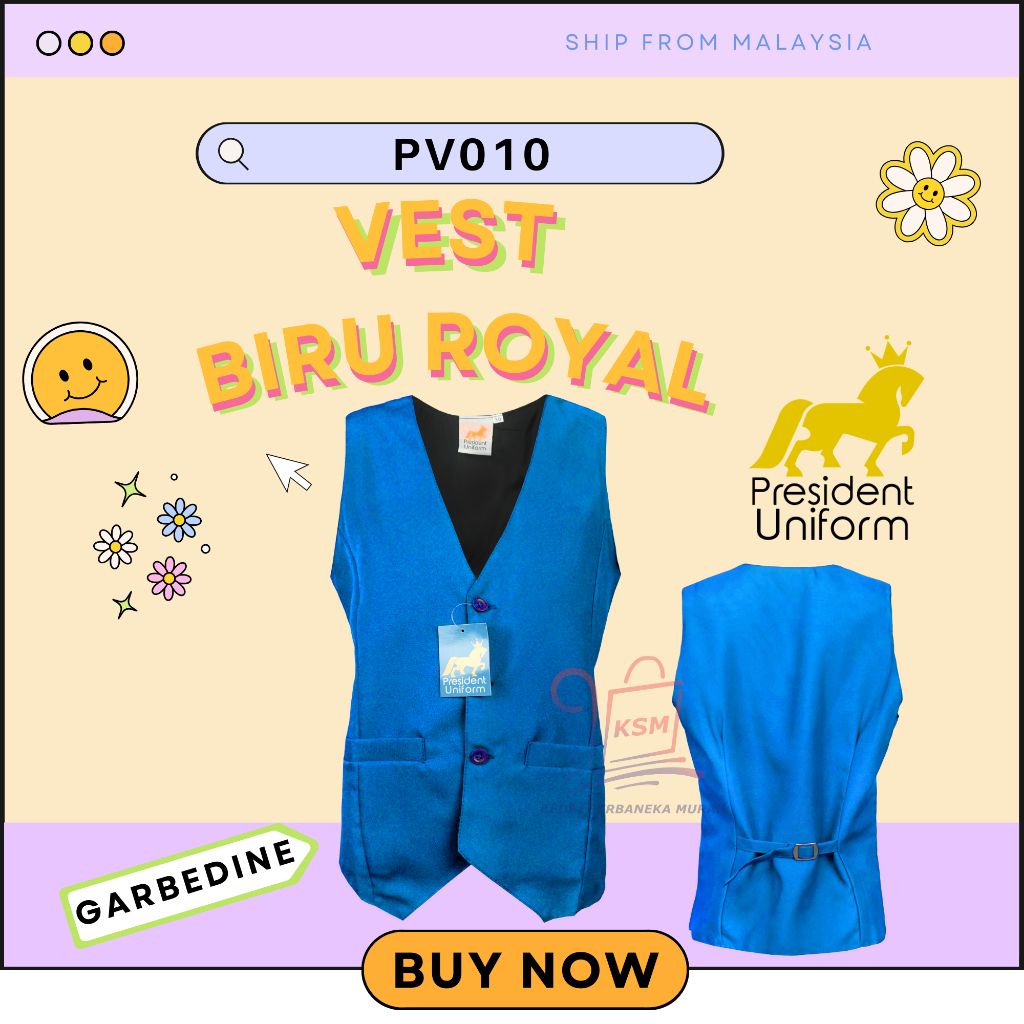 VEST ROYAL BLUE PENGAWAS READY STOCK !!! VEST SEKOLAH RENDAH DAN ...