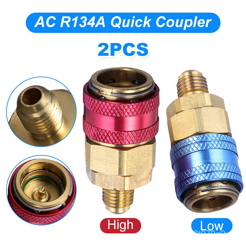 (1Pair) R134a Quick Connector Coupler Adapter High side & Low side ...