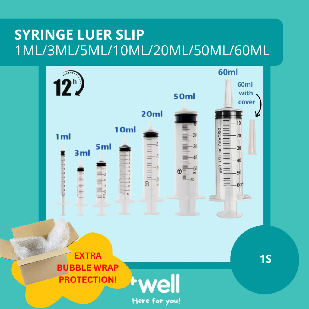 Disposable Syringe Luer Slip & Luer Lock 1ML/3ML/5ML/10ML/20ML | Shopee Malaysia
