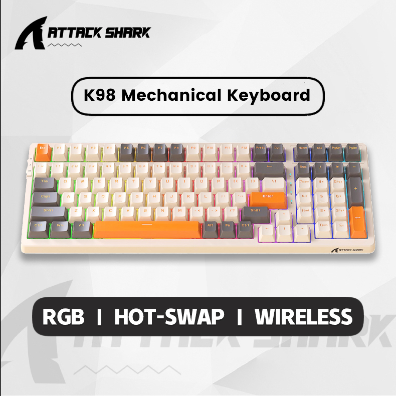 K98 Mechanical Keyboard 98 100 Keys 100% Layout Type-C Wired Wireless ...