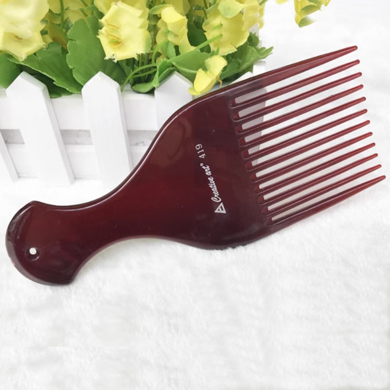 Hairdressing Seamless Wide Tooth Pick Lift Fork Anti-static Retro Oil ...