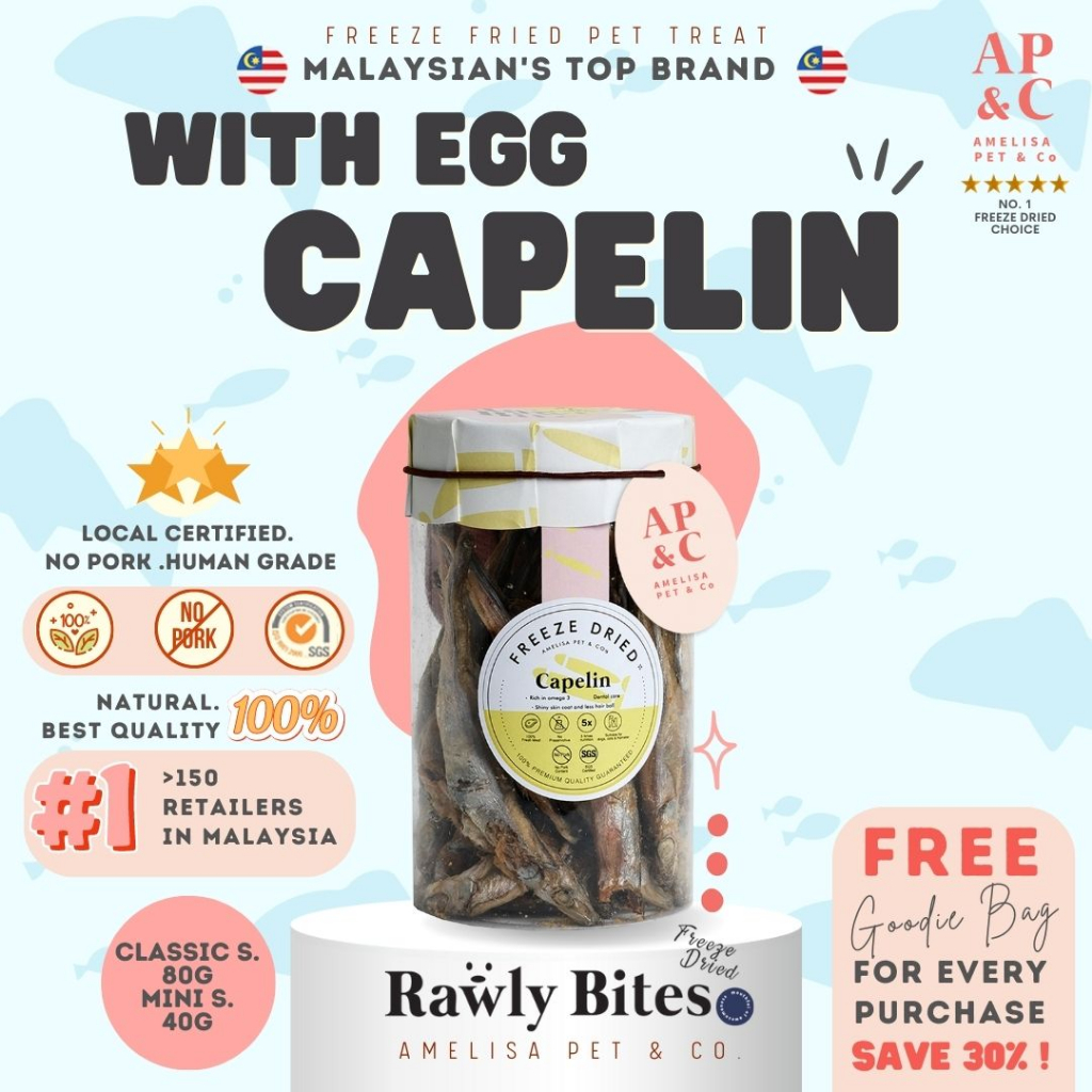 Amelisa Pet & Co. Freeze Dried Treats - Capelin Fish Classic Series 80g ...