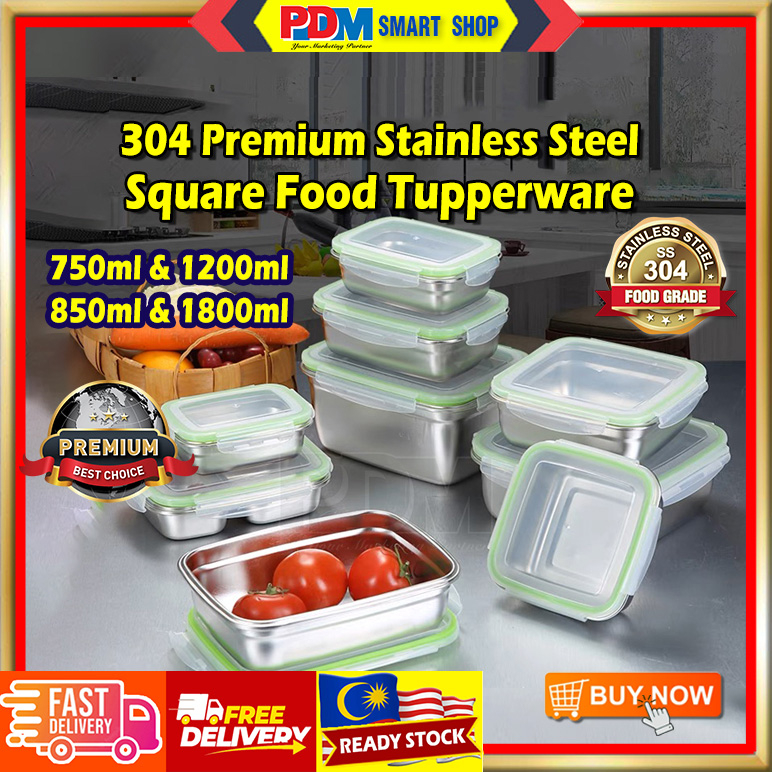 PDM Premium 304 Stainless Steel Square Bento Lunch Box Set Portable ...