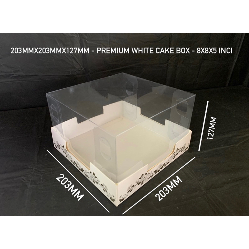 premium white cake box/kotak kek/kotak kek tinggi/kotak hantaran/kotak ...