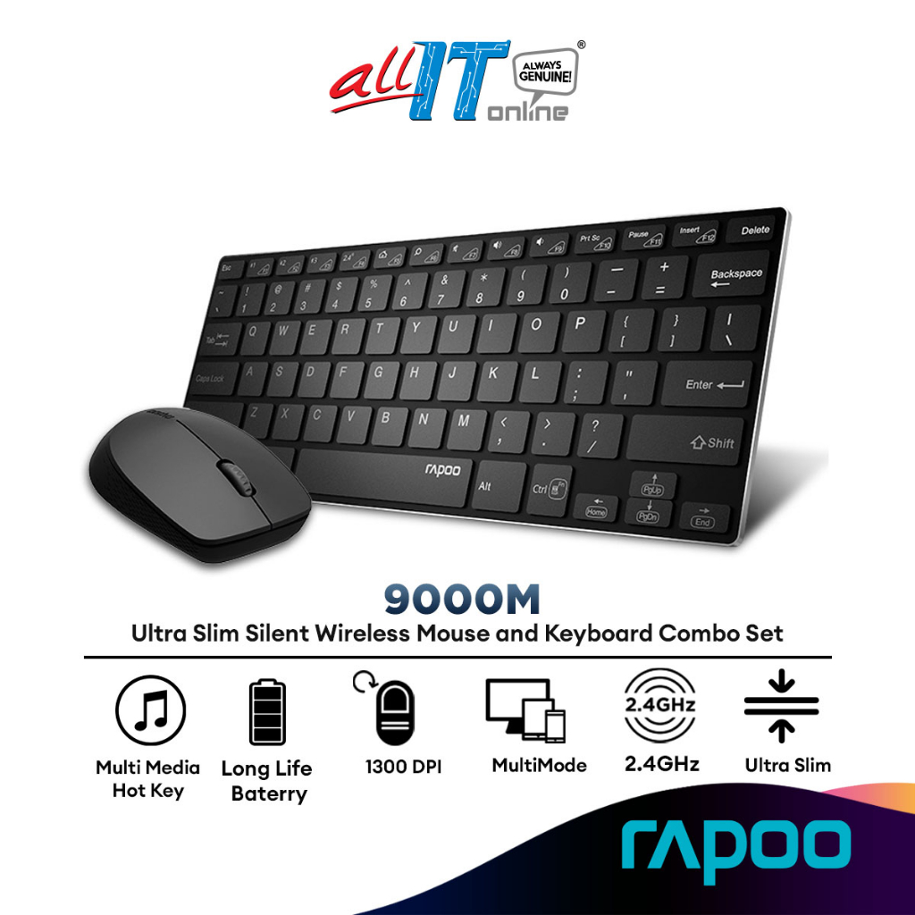 Rapoo 9000M Ultra Slim Silent Multi Mode 2.4G Wireless Mouse and ...