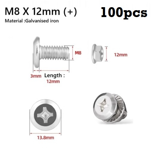 90/100pcs Bolt and Nut Slotted Angle Bar M8 x 12mm / Skru Besi Rak ...