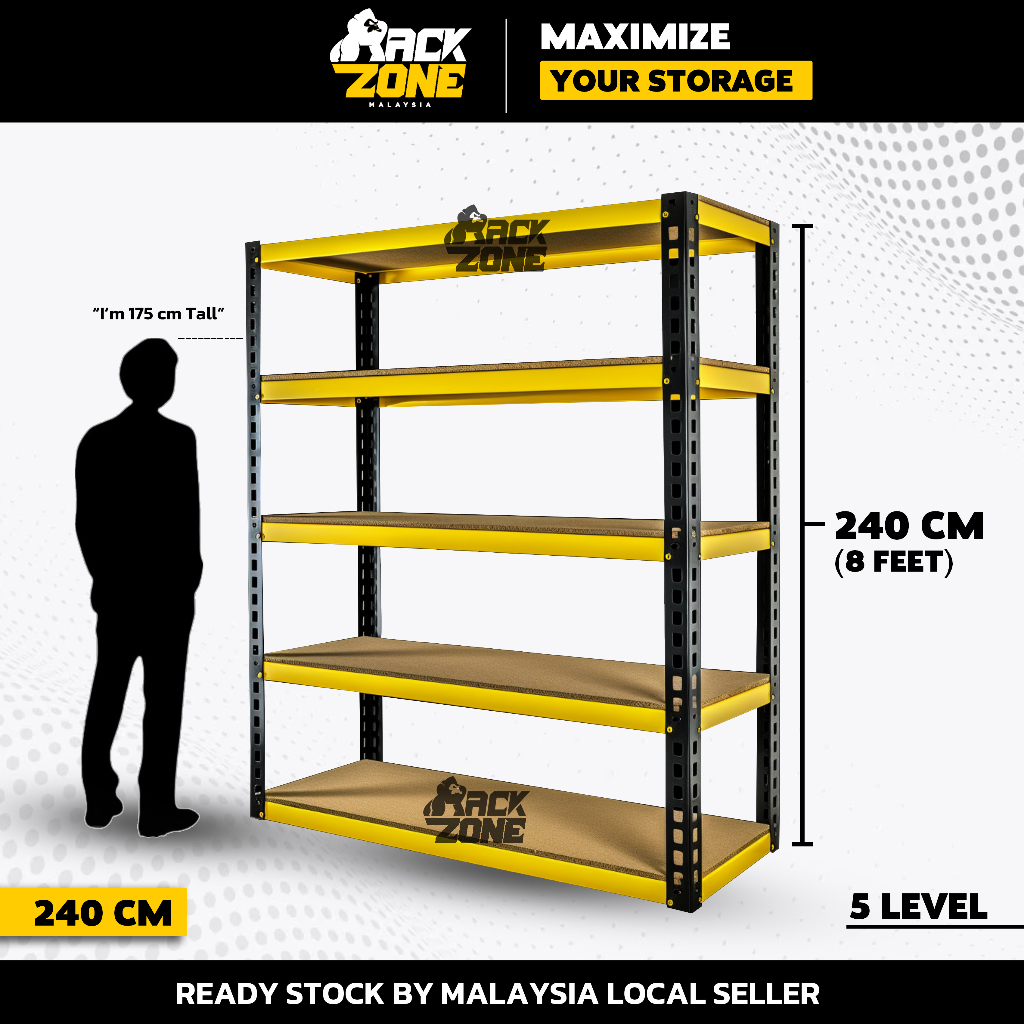 RACKZONE Signature YB 5 Level Boltless Rack Heavy Duty Rak Besi ...