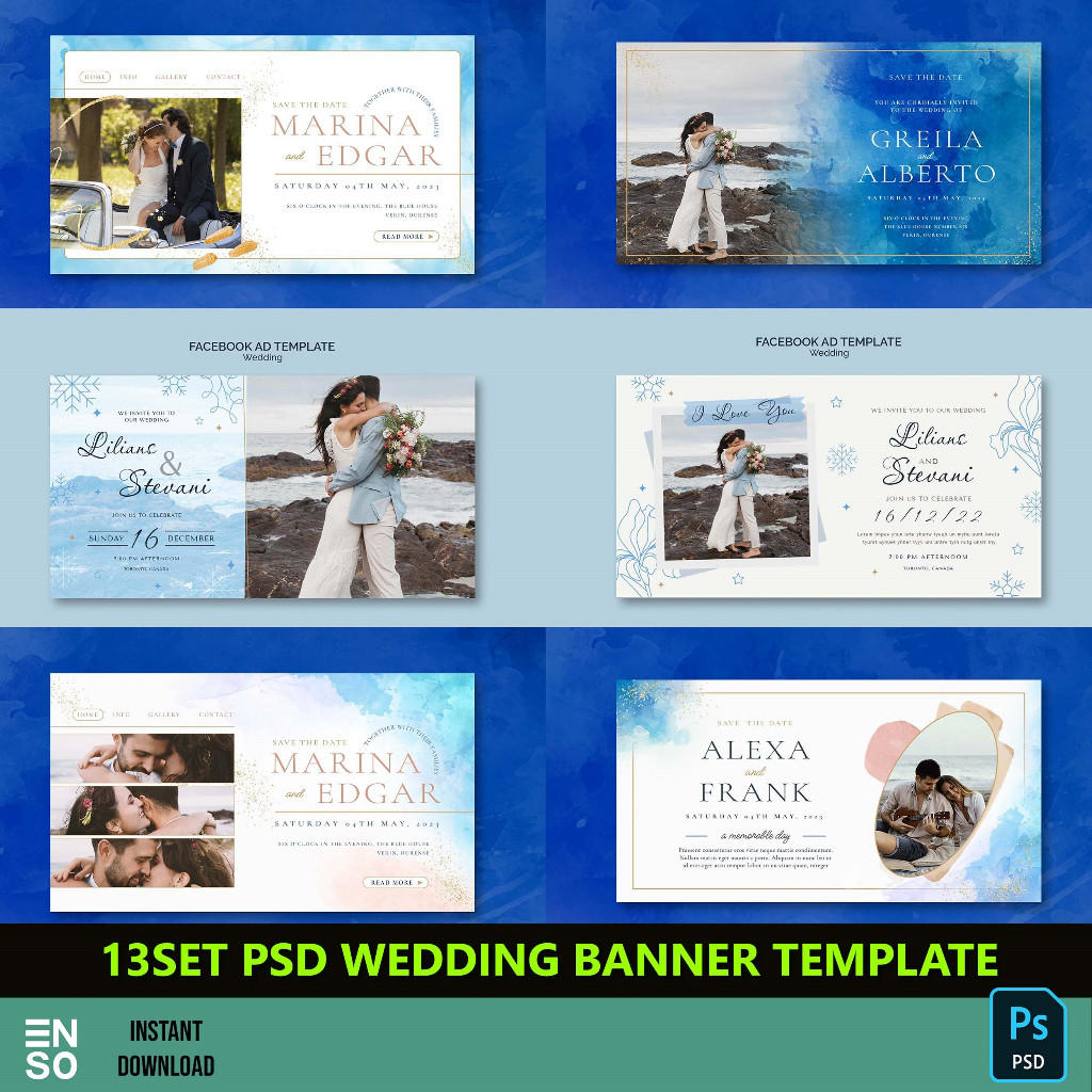 13-Set PSD Wedding Banner Design Template | Editable Banner Design File ...