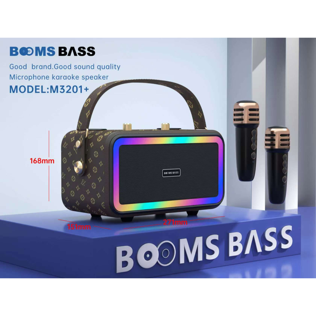 BOOMS BASS M3201+ TWS Wireless Bluetooth Dual Microphone Karaoke Family ...