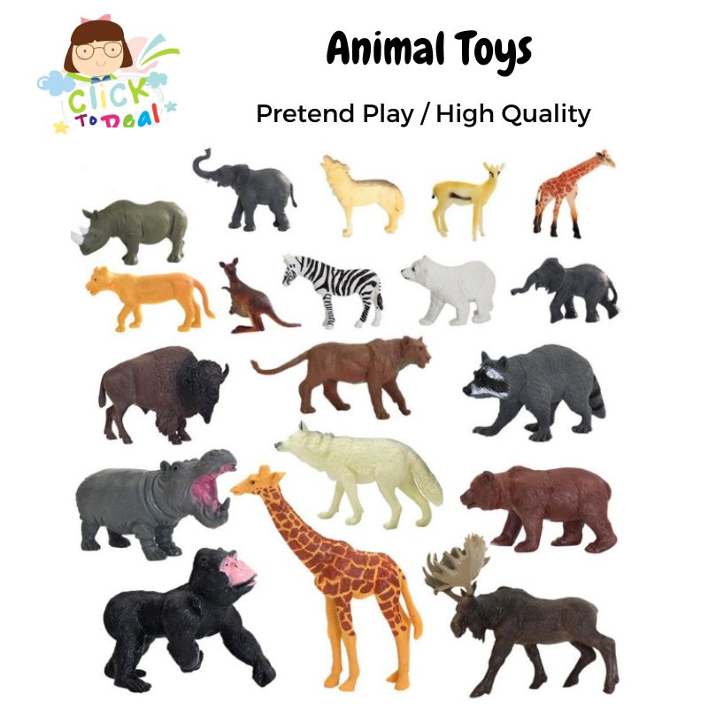Animal Toys for Kids Toys Pocket Size Hippo Tiger Zebra Elephant Lion ...