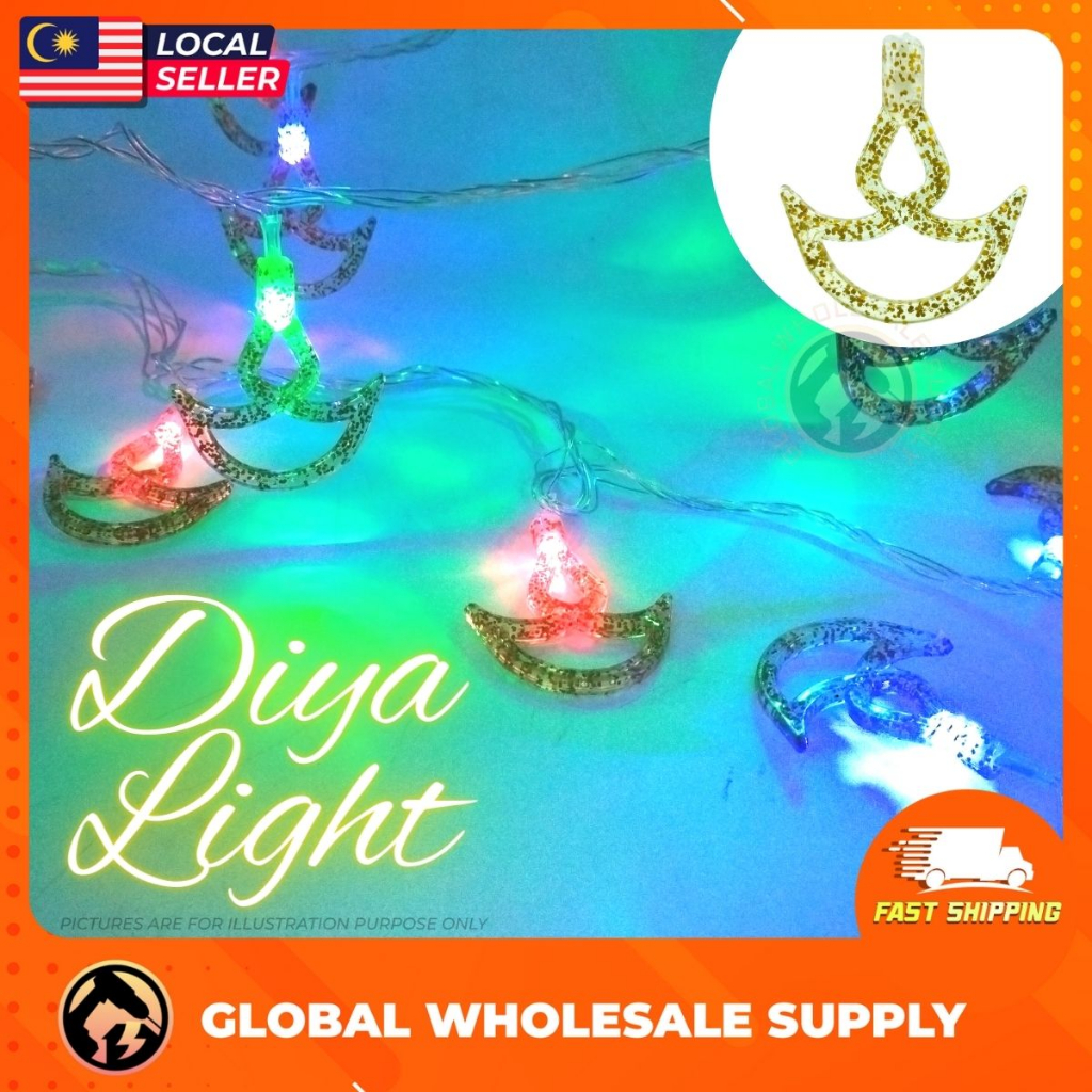 5.5METER 32L Diya Light Mix Color String Light Deepavali Diwali ...