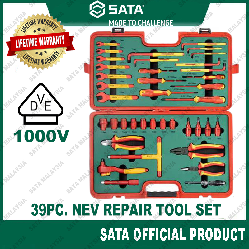 SATA 39Pc. NEV Repair Tool Set Electrical Tool Set VDE 1000V Tools Set ...