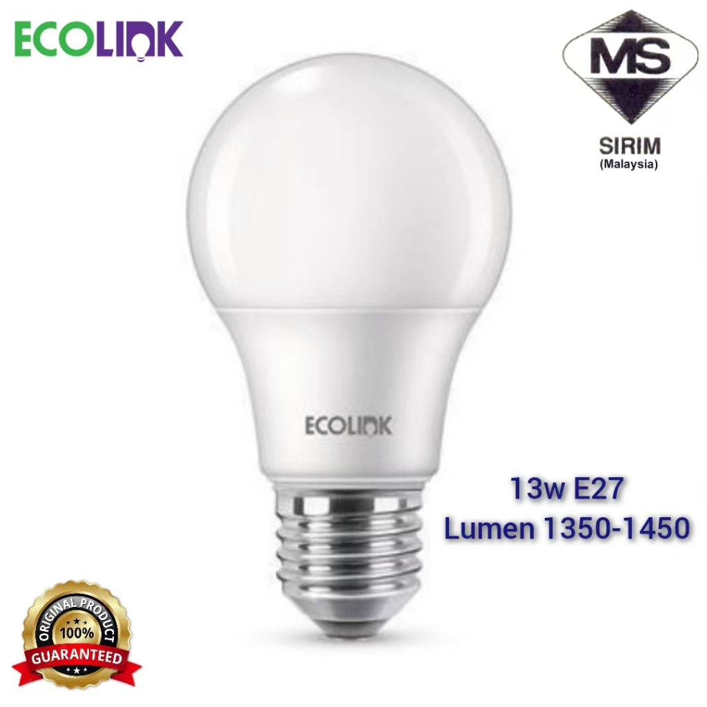 ECOLINK Led Bulb 13w E27(3000k/6500) | Shopee Malaysia