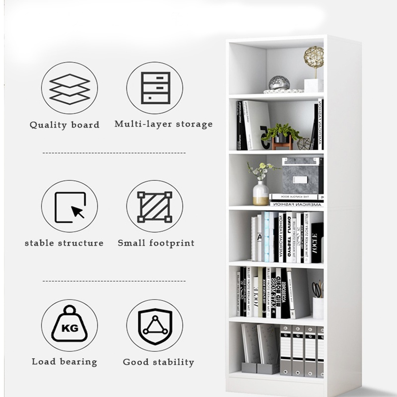 6 Layers Wooden Bookcase Multipurpose Rack Display Case Narrow Slit ...