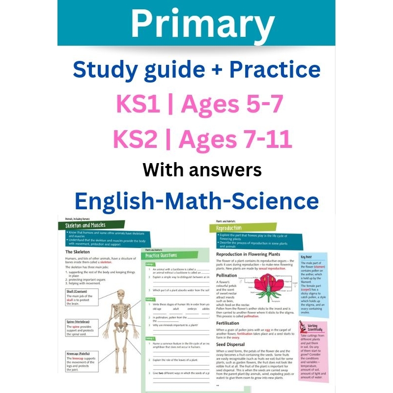 SC.63🌟Primary Study guide+Practice questions |KS1-KS2|🌟English-Math ...