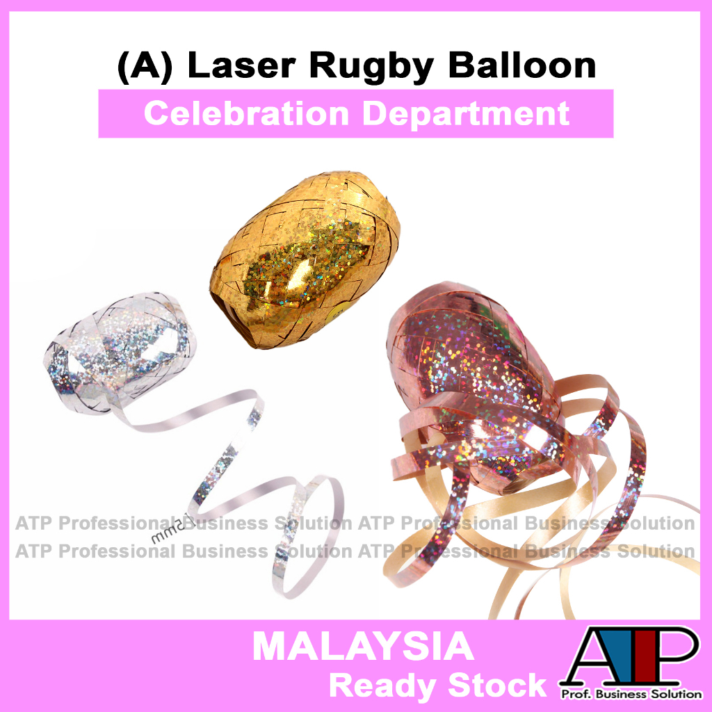 Celebration🌸 Laser Rugby Balloon 10m Laser Shiny Ribbon Wrapping ...