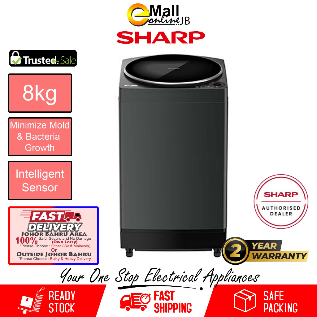 Sharp Auto Washing Machine No Hole Series (8 kg) ESW809S | Washer ...