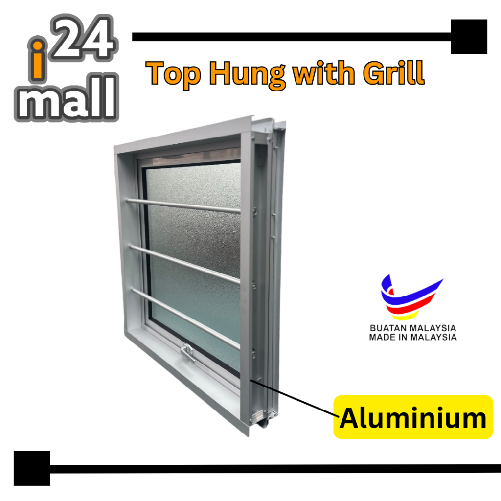 Aluminium Full Set Casement Window With Window Grill Top Hung Window ...