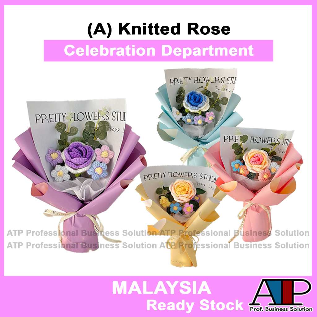 Celebration🌸 Crochet Flowers Bouquet Creative Wool Knitted Finished ...