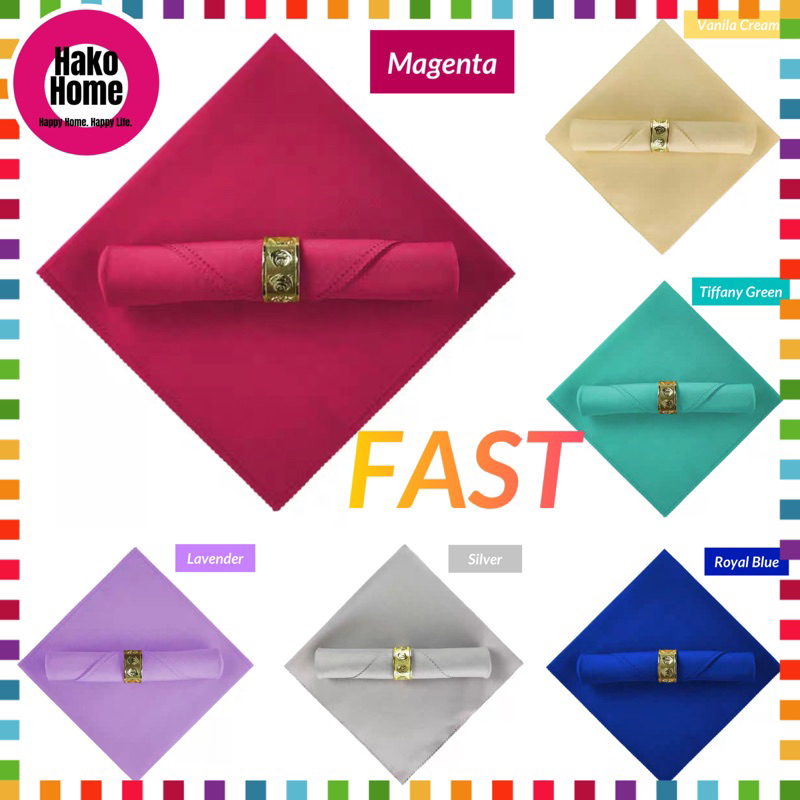 READY STOCK Soft Licin Type Table Napkin Plain Color Kain Mulut Meja ...
