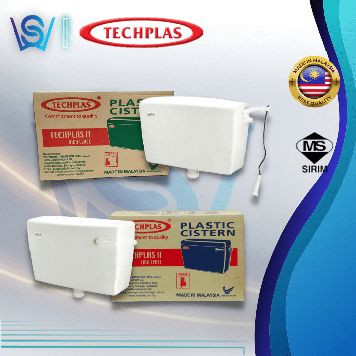 TECHPLAS LOW OR HIGH LEVEL PVC WATER CISTERN TANGKI AIR TANDAS | Shopee ...