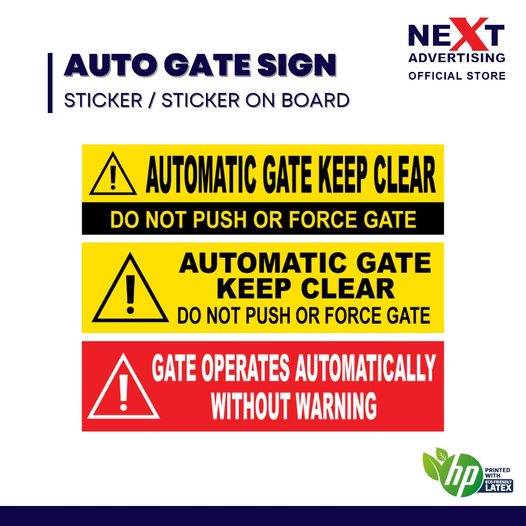 Automatic Gate Keep Clear Signage | Sticker or Sticker on Board ...