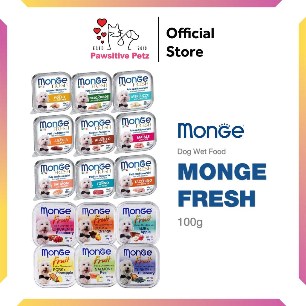 Monge Fresh / Fruit Pate and Chunkies 100g Dog Wet Food Makanan Anjing ...