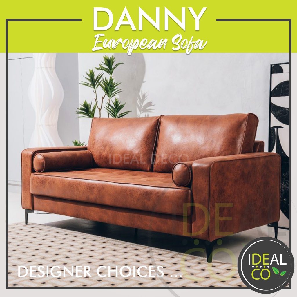 ( FREE Delivery + Free Gift ) Danny Sofa : Leather Look Fabric Solid ...
