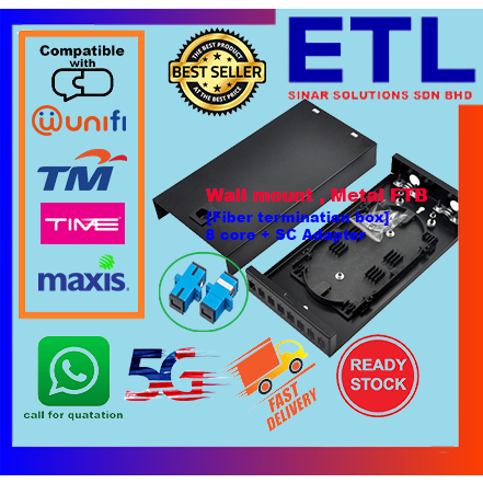 FTTH Metal Fiber Optic termination box (FTB)- 4-8 port with SC adapter ...