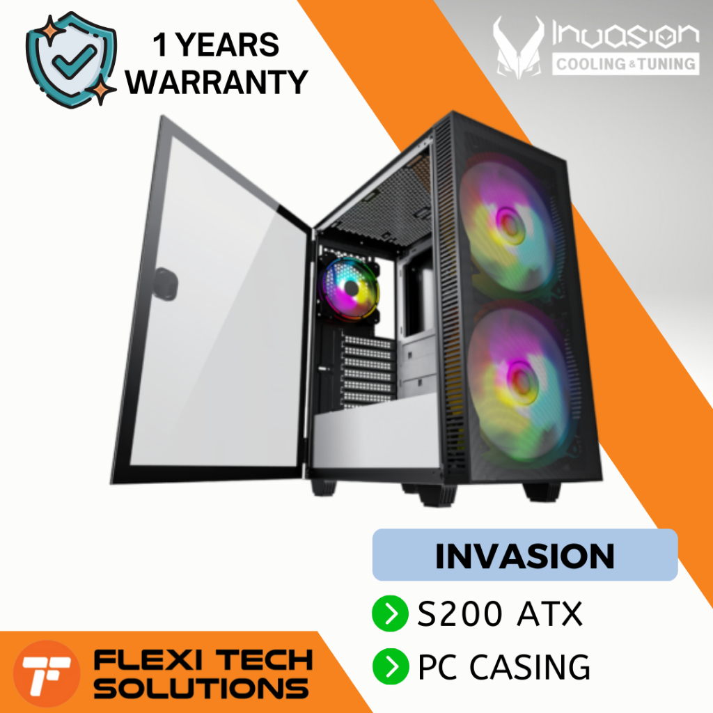 Flexi Tech INVASION S-200 Mid Tower ATX Casing PC Desktop Case | Shopee ...