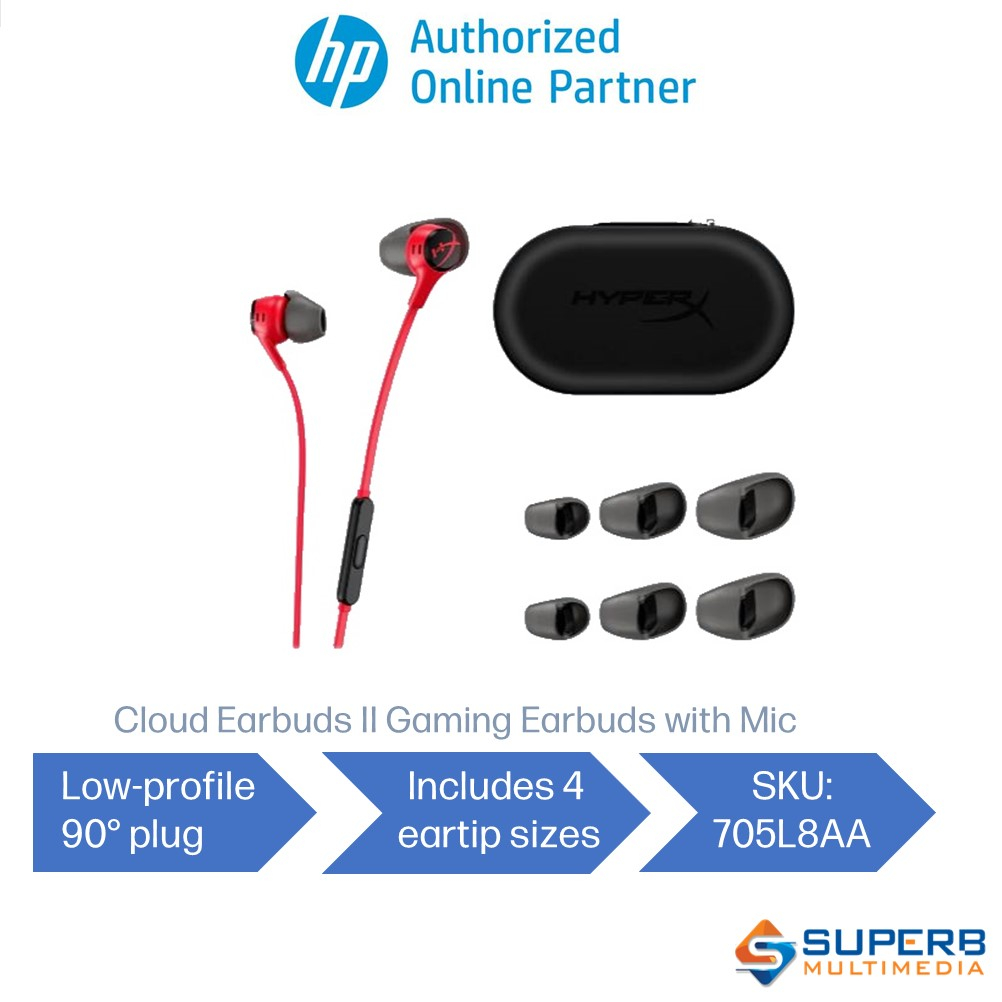 HyperX Cloud Earbuds II Gaming Earbuds with Mic [705NL8AA/70N24AA ...