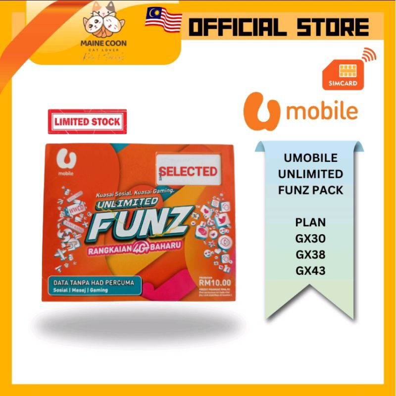 🔥VIP+🔥 UMobile Unlimited Funz Pack #Plan GX30 GX38 & GX43 | Shopee Malaysia