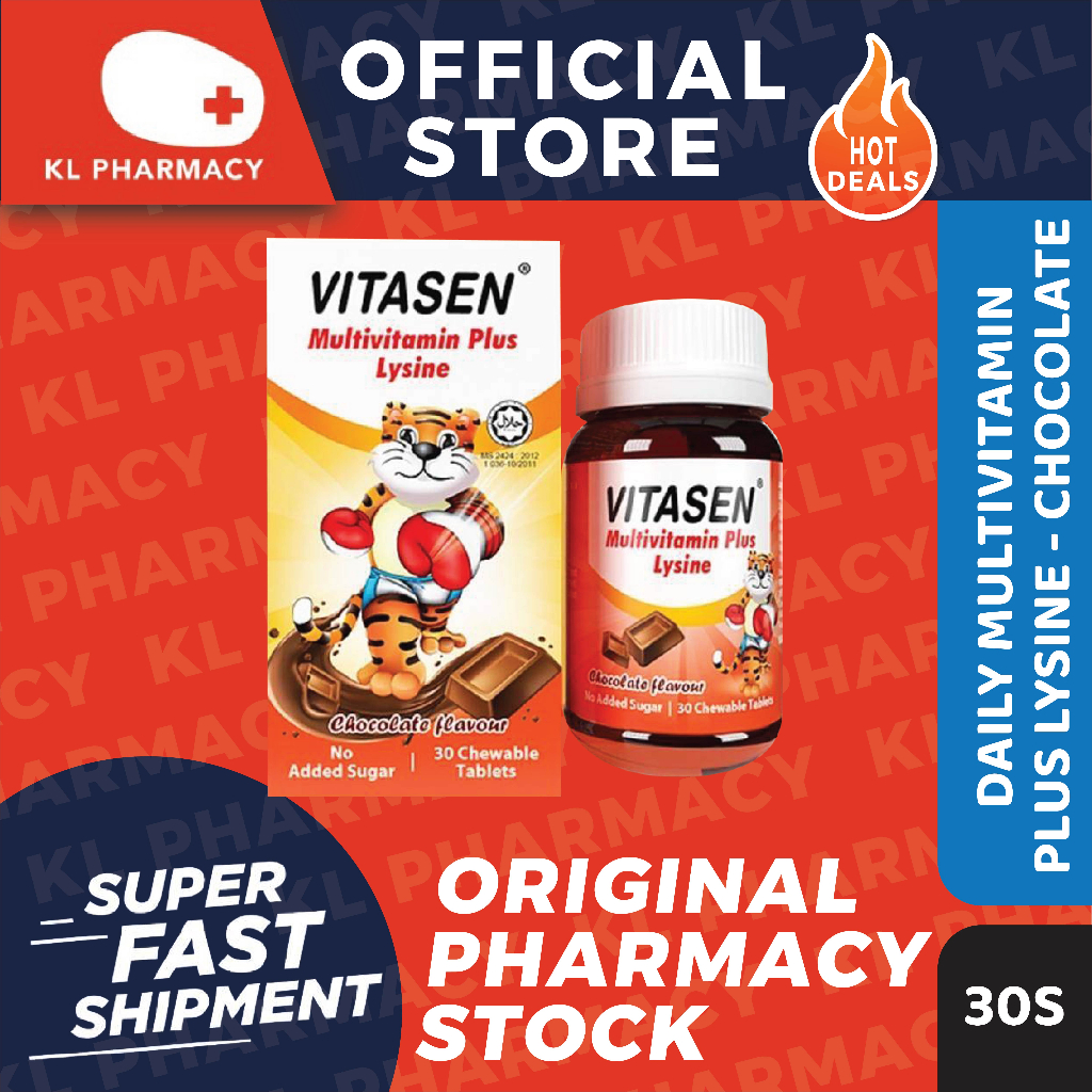 WINWA VITASEN DAILY MULTIVITAMIN PLUS LYSINE 30S - CHOCOLATE | Shopee ...