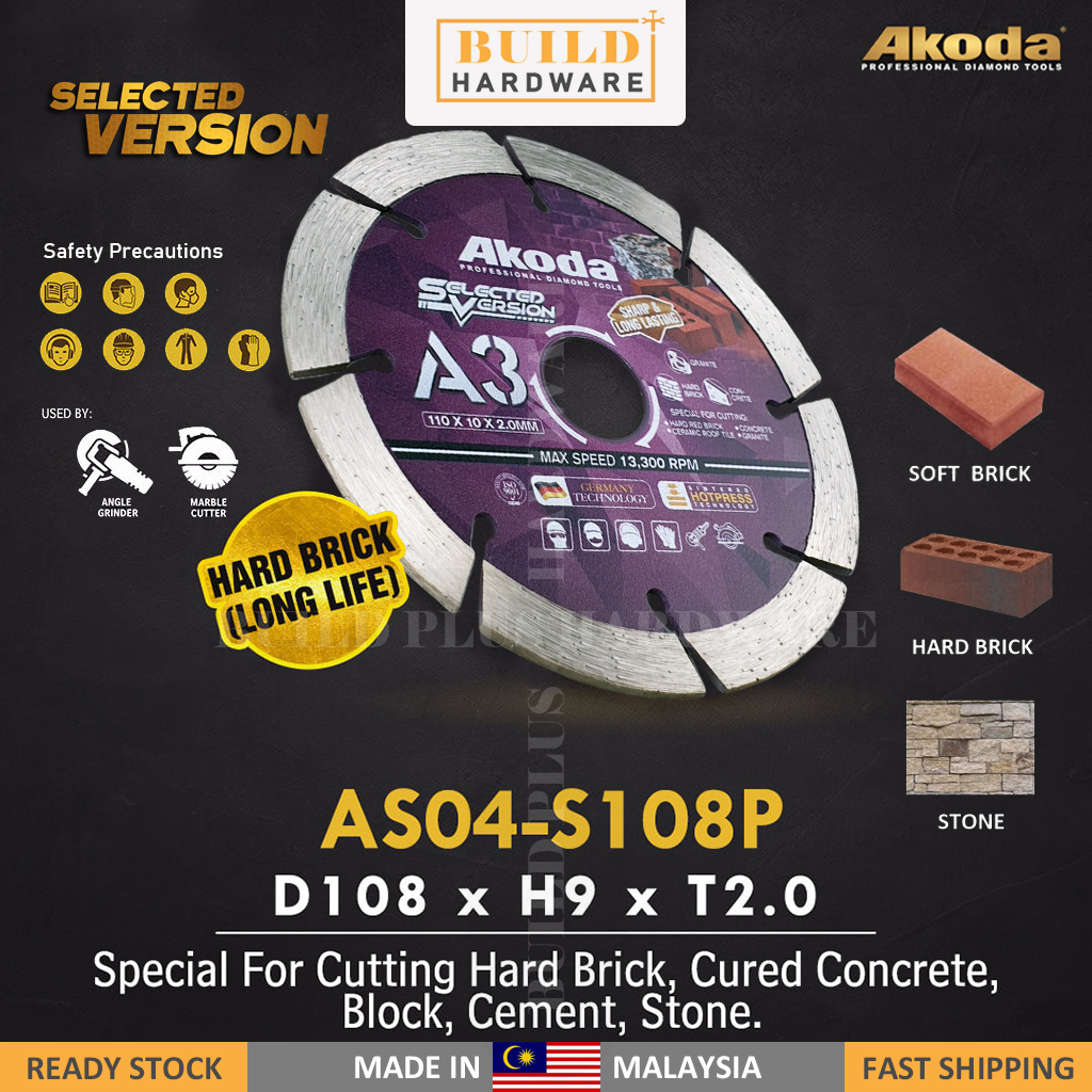 AKODA Diamond Blades A3 AS04-S108P Heavy Duty Diamond Cutting 4" 钻石割片 ...