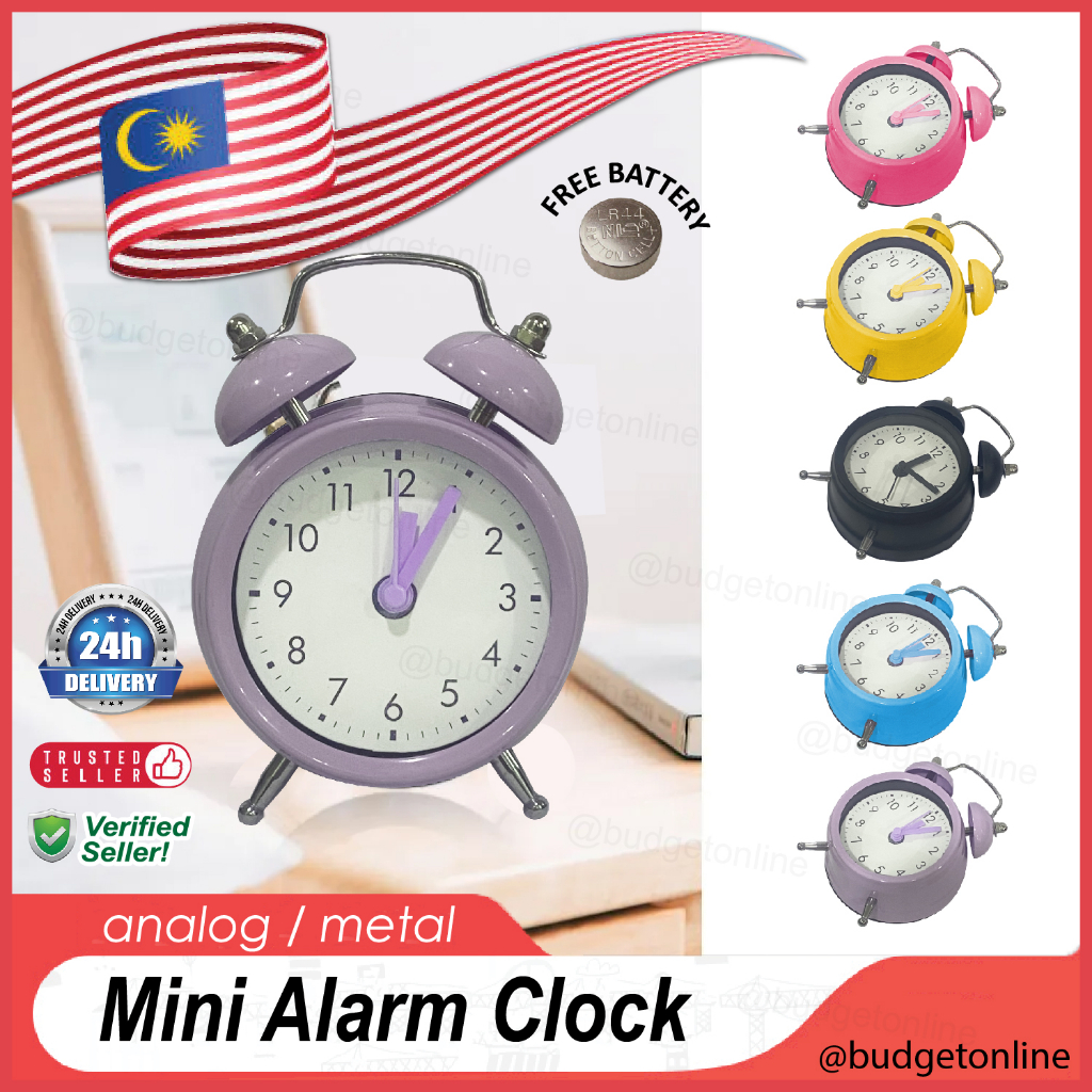 Mini Round Alarm Clock Double Bell Small Retro Alarm Analog Non-Ticking ...