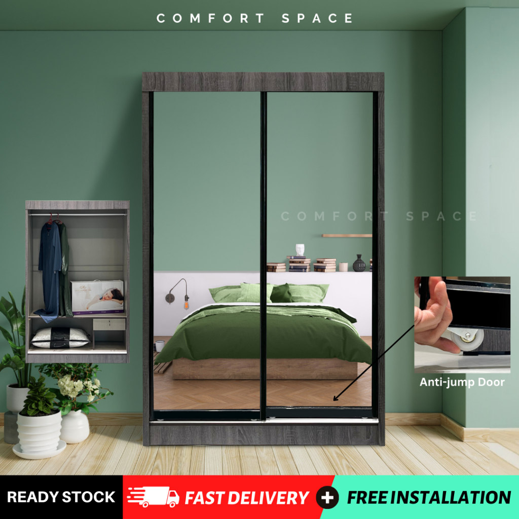 🔥 Lowest Price 🔥 Oak 6x8, 8x8 Anti Jump Sliding Door Wardrobe | Melamine | Almari Oak 衣橱 131 ...