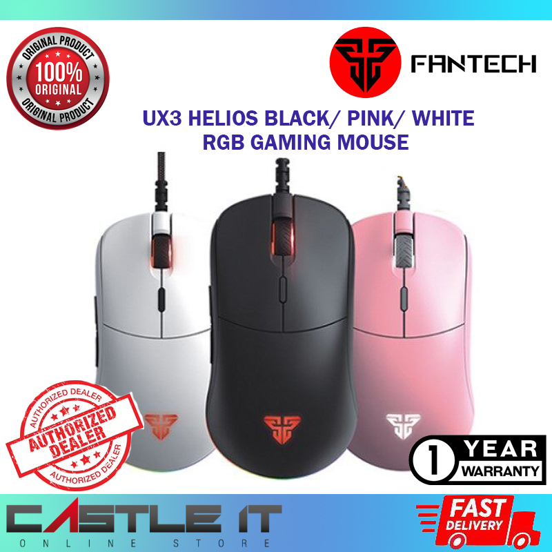 Fantech UX3 HELIOS BLACK WHITE SAKURA PINK EDITION 16000DPI Pixart 3389 ...