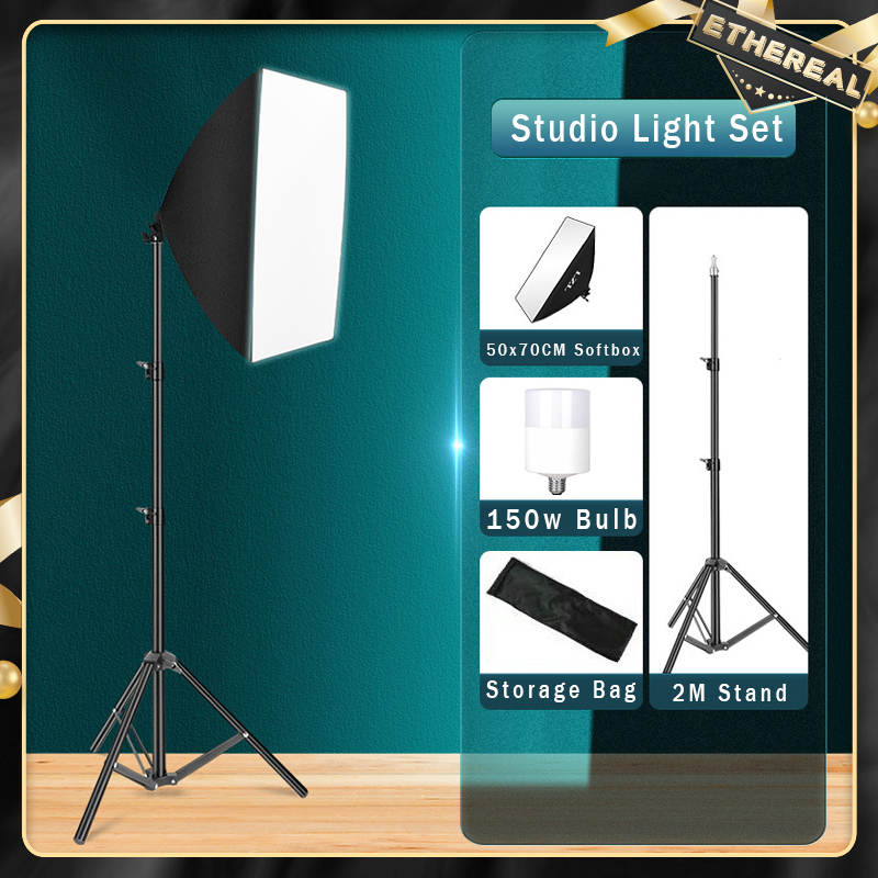 [Low price sale] Studio Light Set 50x70CM Softbox 150W 5500K E27 Single ...