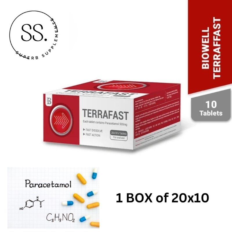 BIOWELL TERRAFAST 500MG PARACETAMOL ACTIFAST 1box of 20x10s | Shopee ...