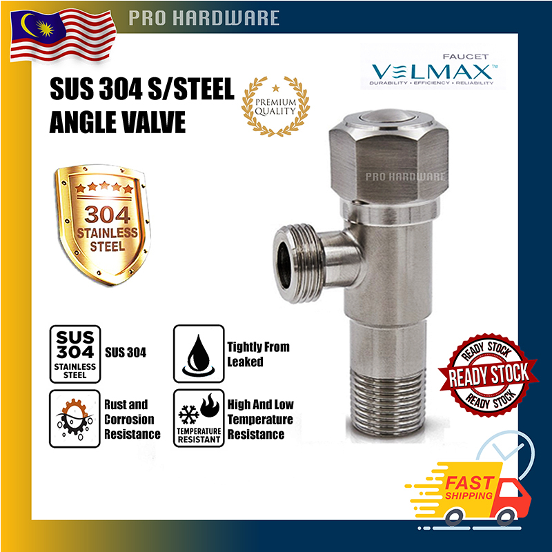 Angle Valve Stainless Steel SUS 304 Bathroom Velmax Angle Valve Quarter ...
