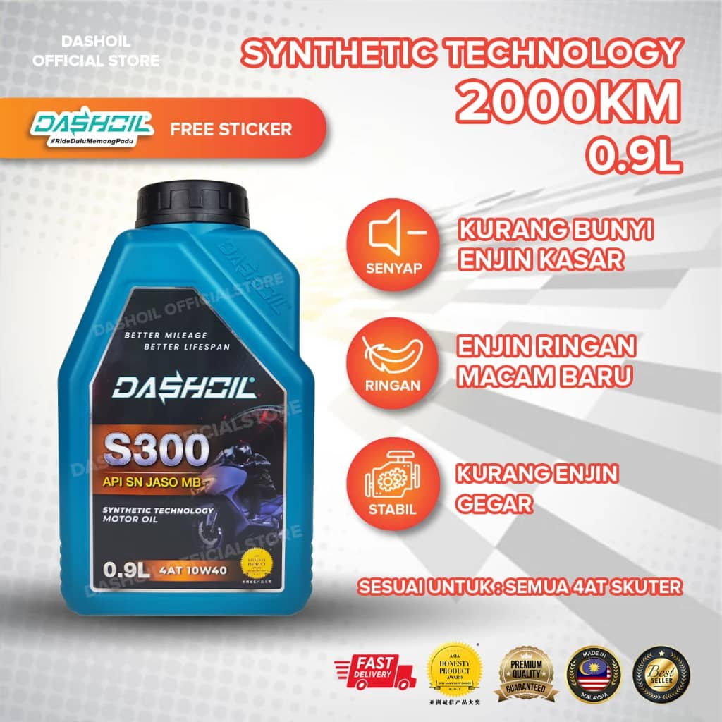 DASHOIL S300 4AT 10W40 API SN JASO MB SEMI SYNTHETIC 0.9L | Shopee Malaysia