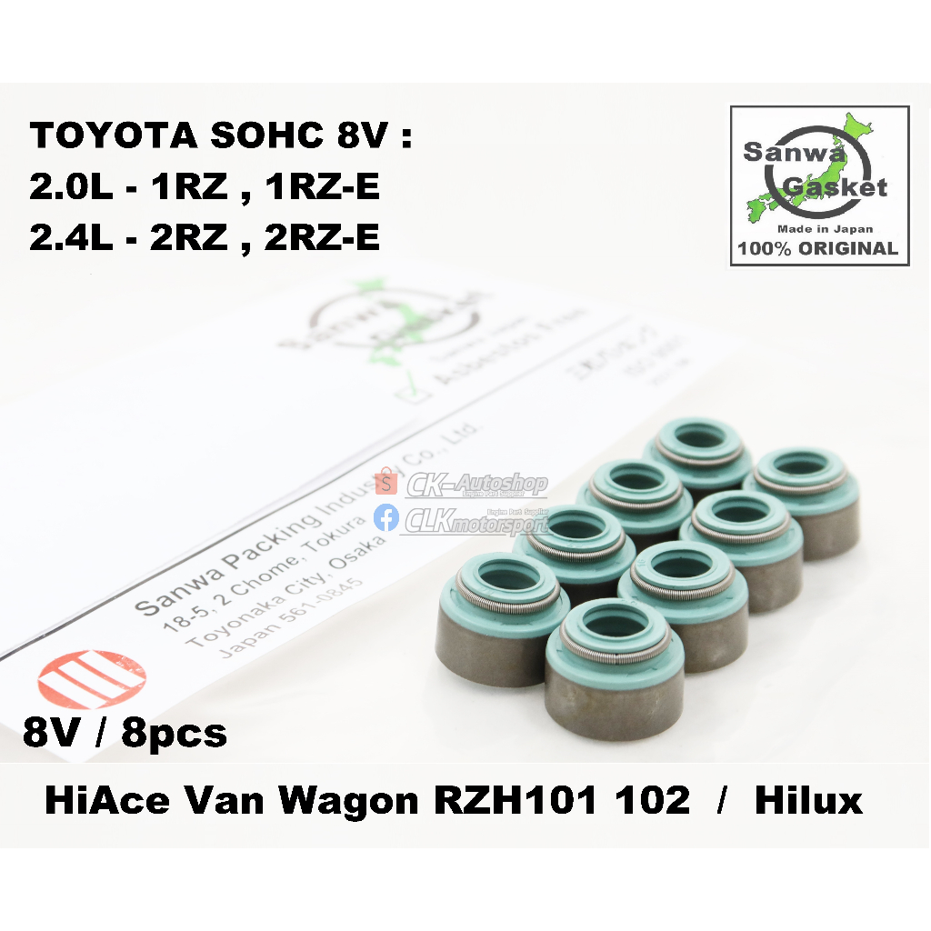 Sanwa Japan Viton Valve Seal - TOYOTA 2.0L 1RZ 2.4L 2RZ SOHC 8V For Hiace Van RZH101 RZH102 ...
