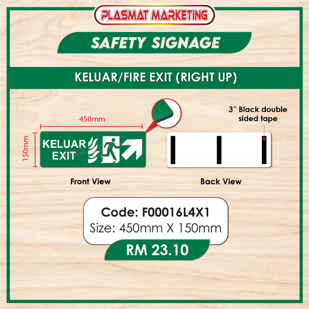 Safety Sign. Keluar/Fire Exit (RIGHT UP) | Shopee Malaysia