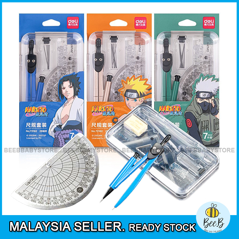 Deli Drafting Set 72162 Naruto Series School Math Geometry Set Compass ...