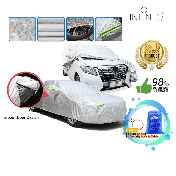 Full Reflective Double Layer Car Cover Side Door Zipper Design UV Heat ...