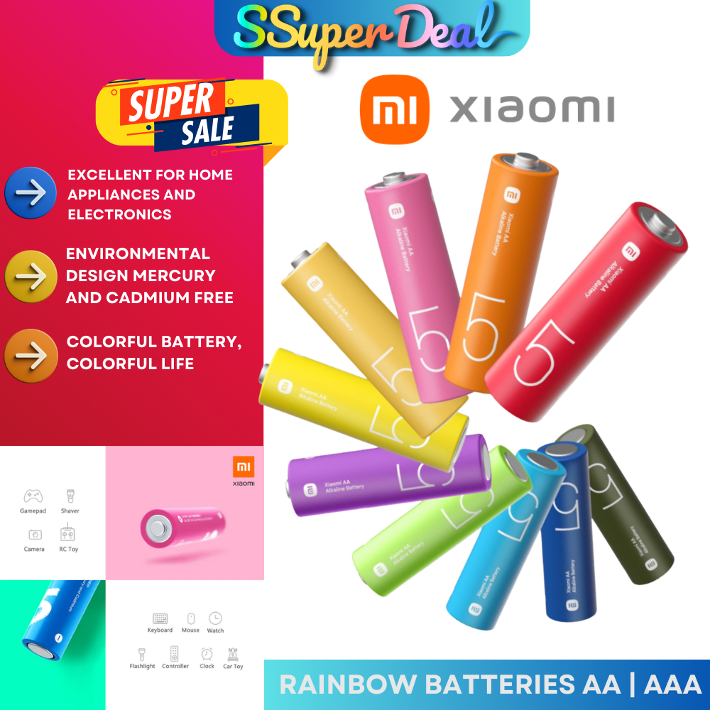 Xiaomi AA Rainbow Batteries (10 Count) | Xiaomi AAA Rainbow Batteries ...